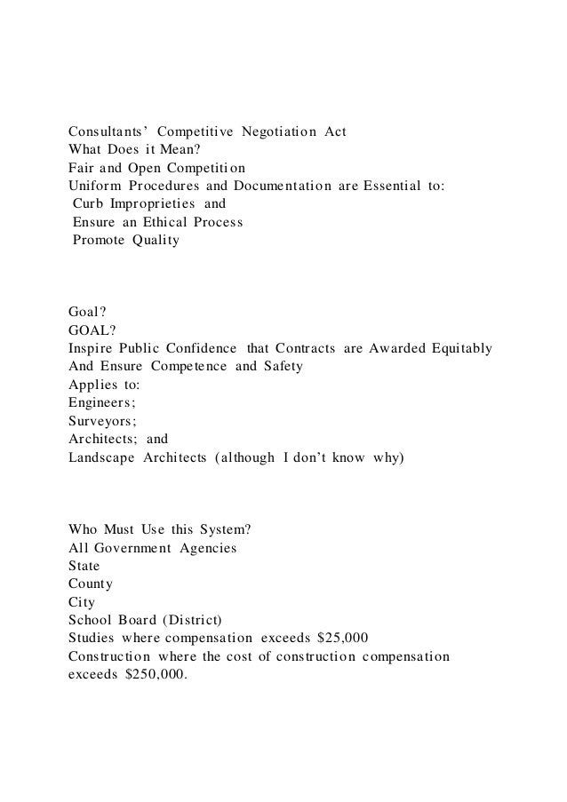 Consultants’ Competitive Negotiation ActWhat Does it MeanFa | PDF