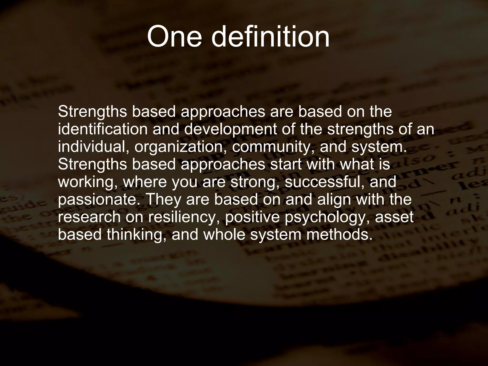 Strengths Based Approaches | PPT