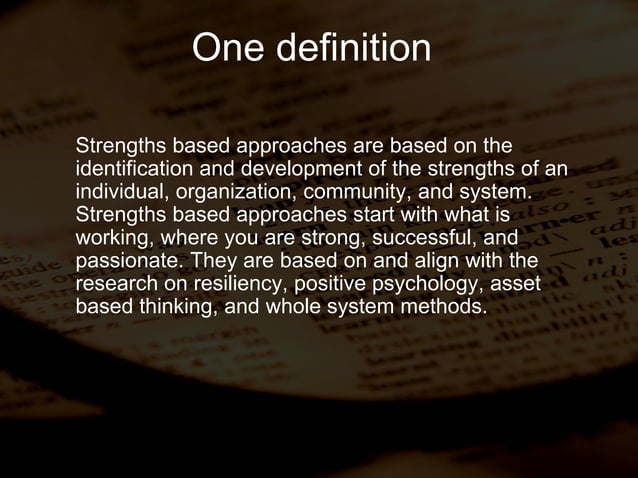 Strengths Based Approaches | PPT
