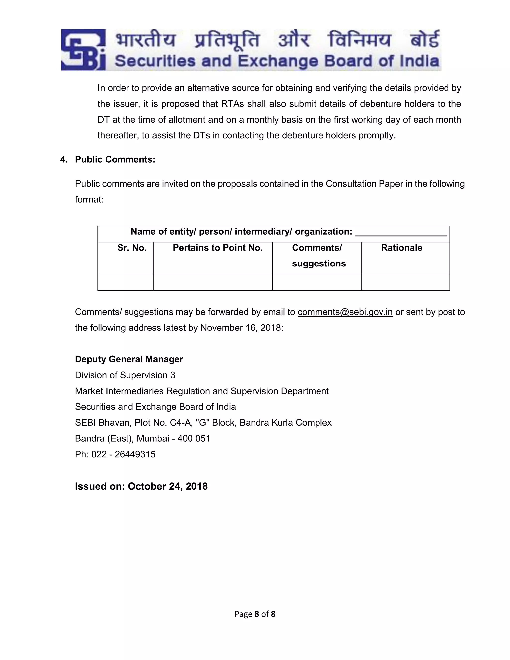 SEBI - Consultation paper on review of the regulatory framework for ...