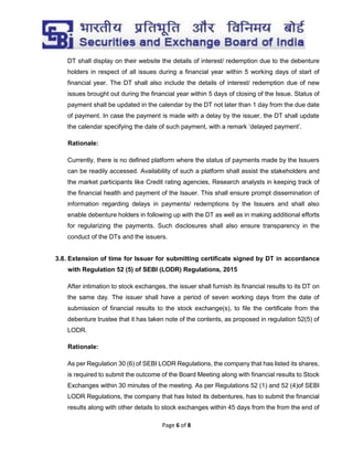 SEBI - Consultation paper on review of the regulatory framework for debenture trustees | PDF