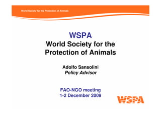 Activities of the World Society for the Protection of Animals | PDF