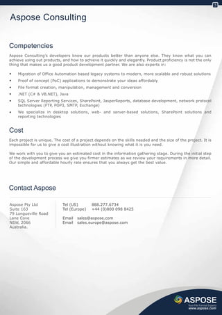 Aspose Consulting Brochure | PDF