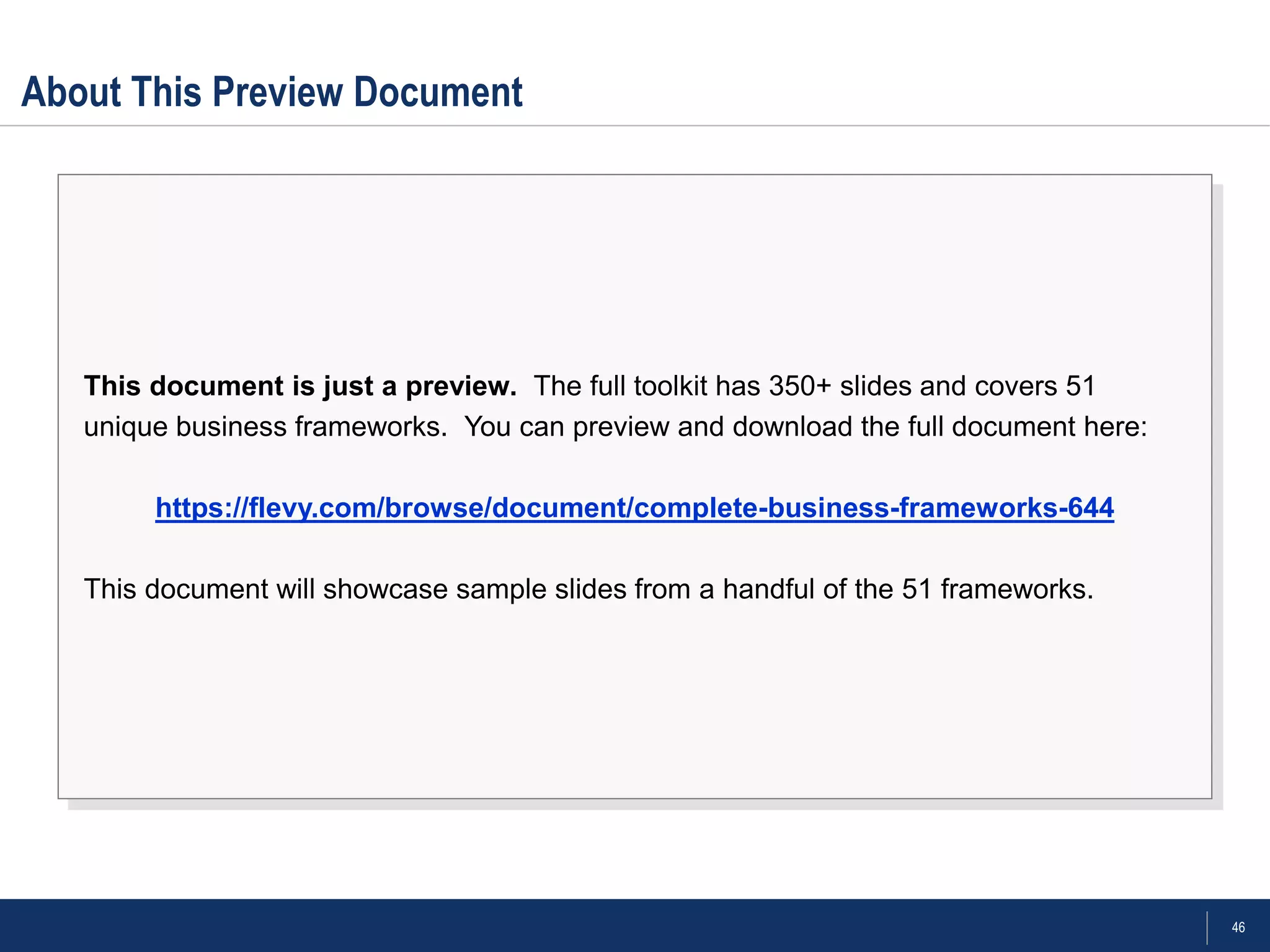 Complete Business Frameworks Toolkit - Strategy, Marketing, Operations, Consulting, Change ...