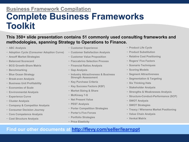 Complete Business Frameworks Toolkit - Strategy, Marketing, Operations ...
