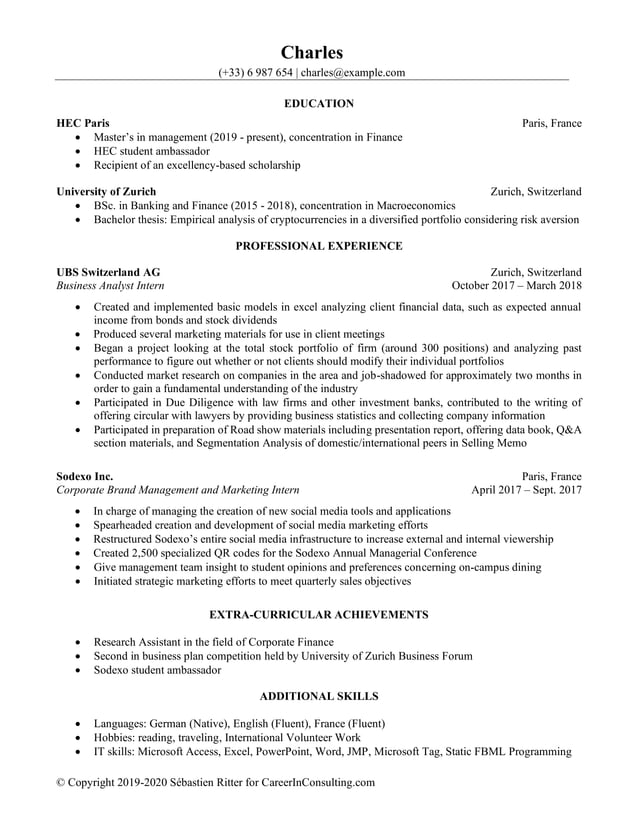 Consulting resume McKinsey (Charles) | PDF