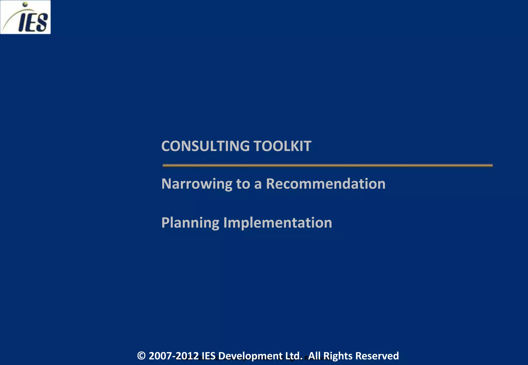 Consulting toolkit planning implementation | PPT