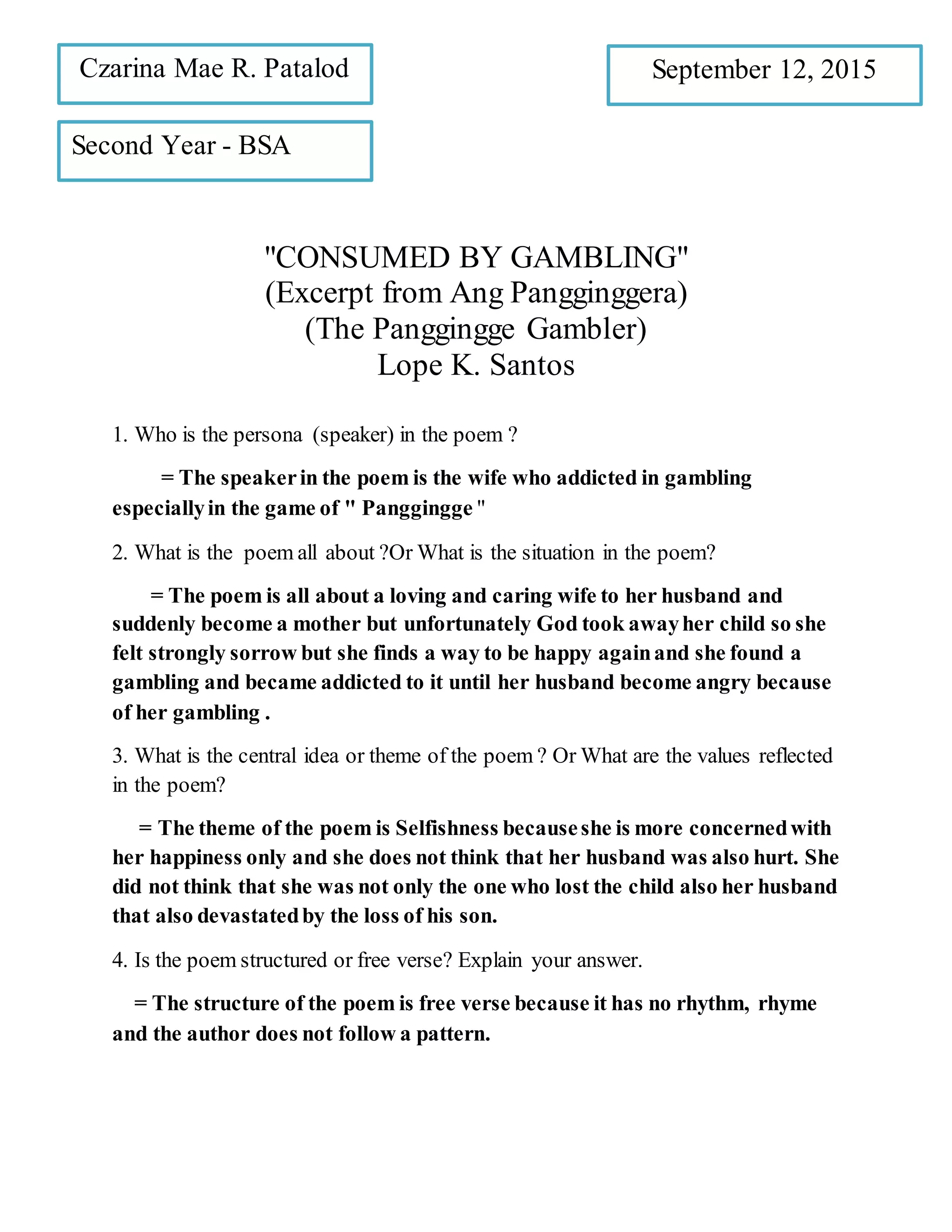 Consumed by gambling | DOCX