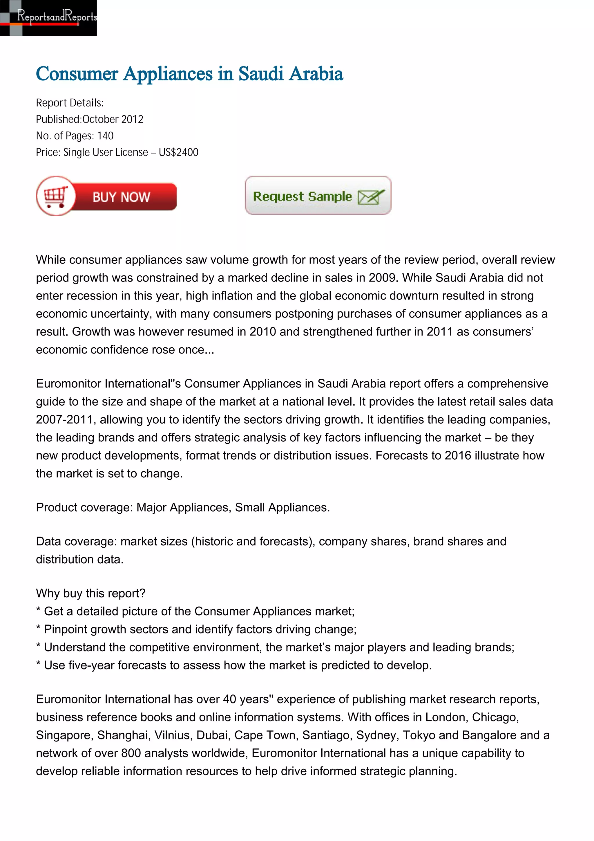 Consumer Appliances in Saudi Arabia | PDF