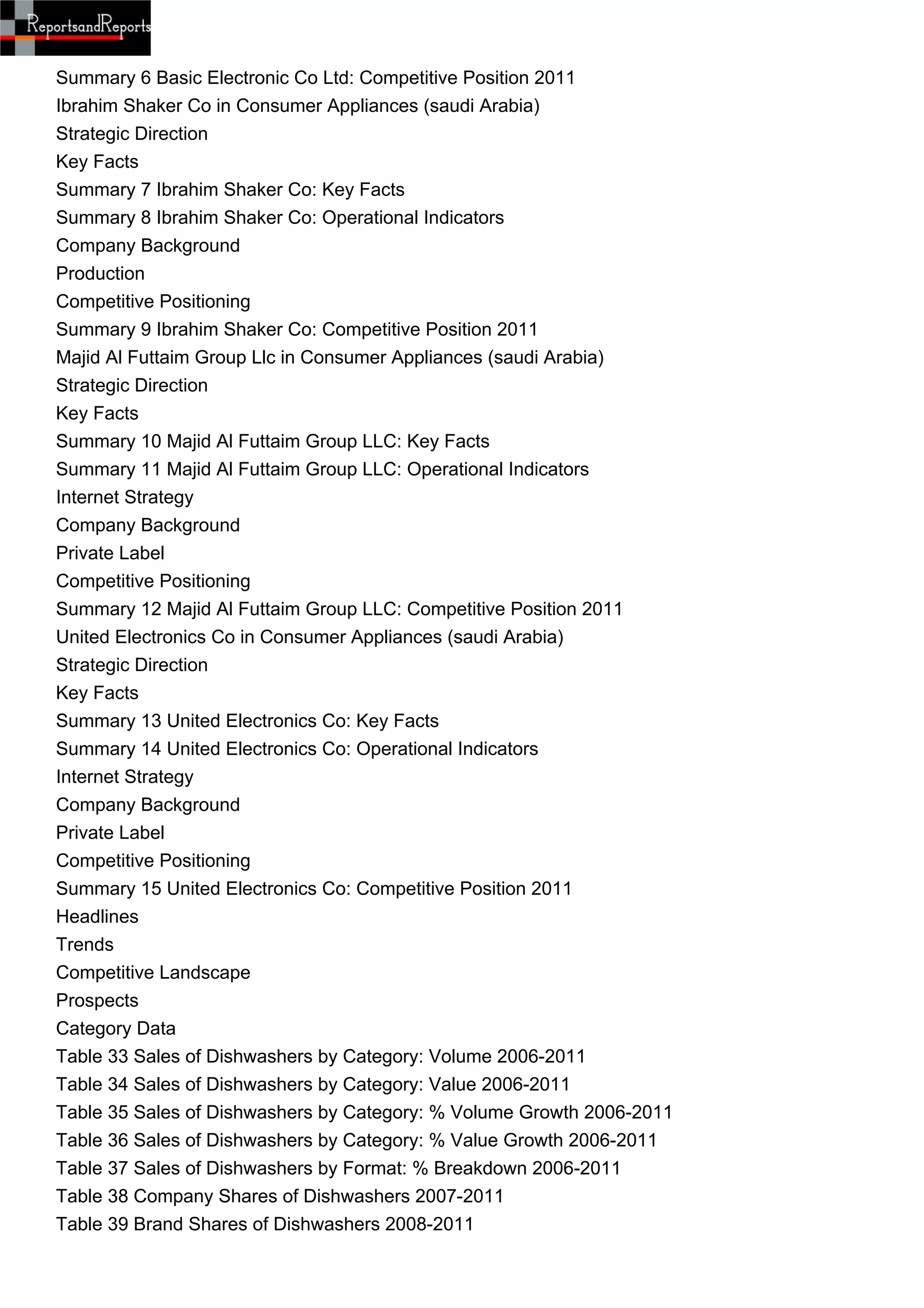 Consumer Appliances in Saudi Arabia | PDF