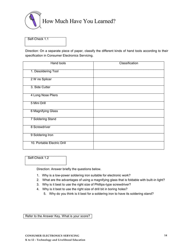 Consumer electronics-servicing-learning-module | PDF | Educational Assessment | Education