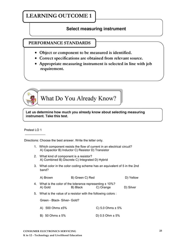 Consumer electronics-servicing-learning-module | PDF | Educational Assessment | Education