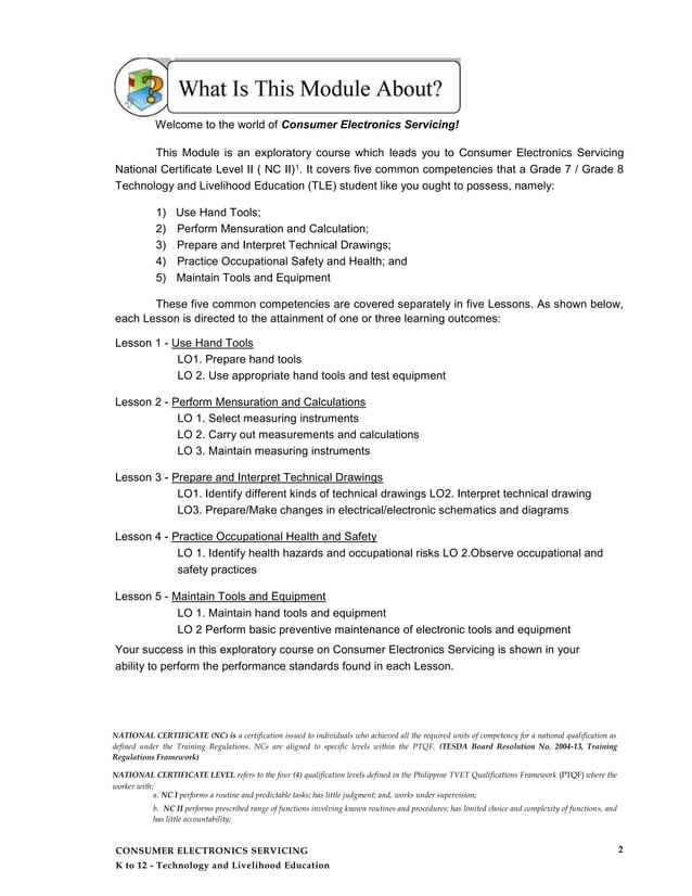 Consumer electronics-servicing-learning-module | PDF | Educational ...