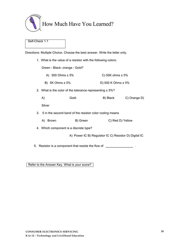 Consumer electronics-servicing-learning-module | PDF | Educational Assessment | Education