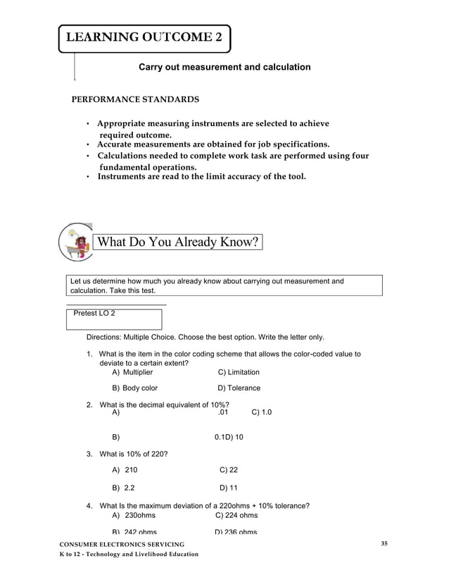 Consumer electronics-servicing-learning-module | PDF | Educational Assessment | Education
