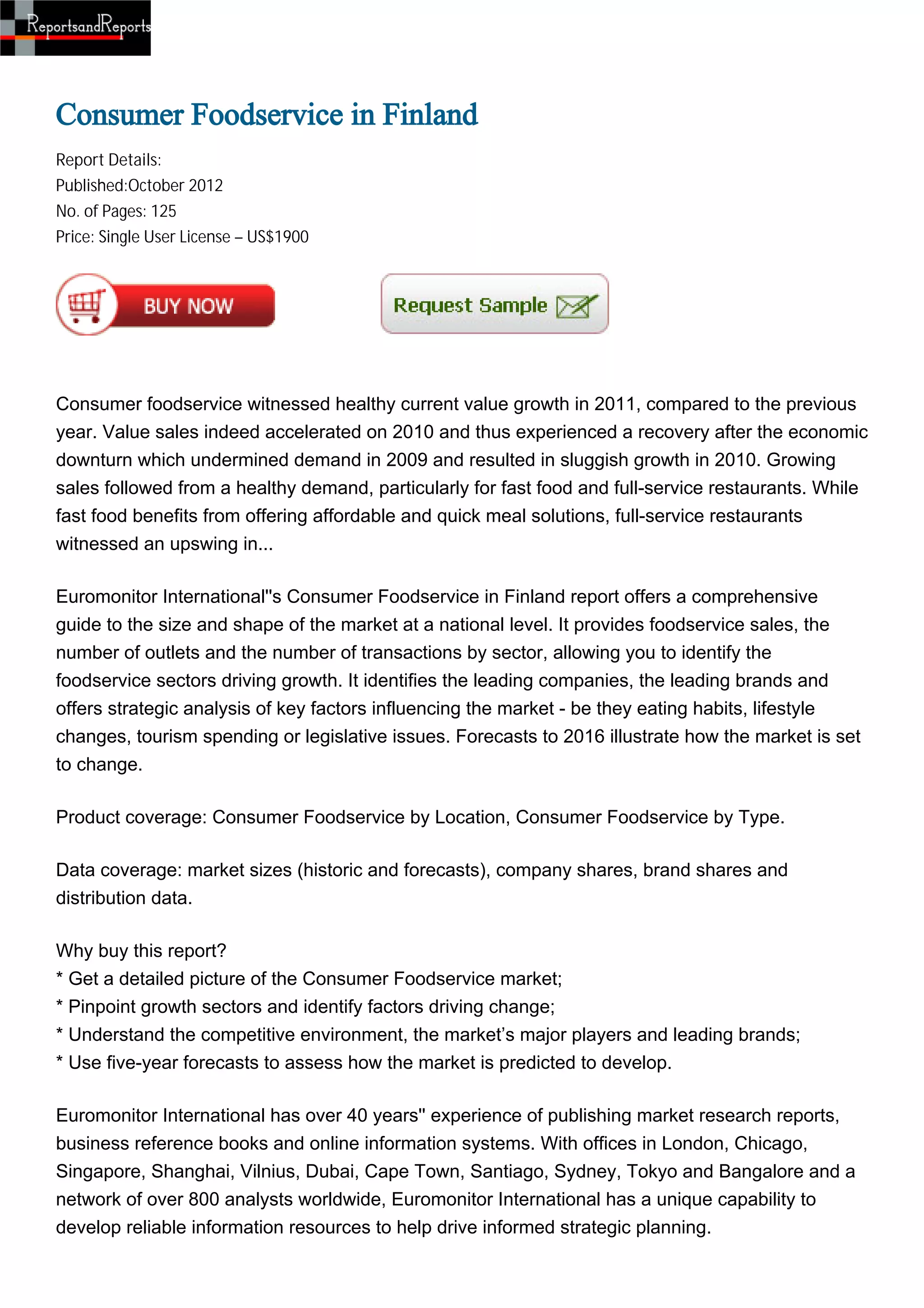 Consumer Foodservice in Finland | PDF