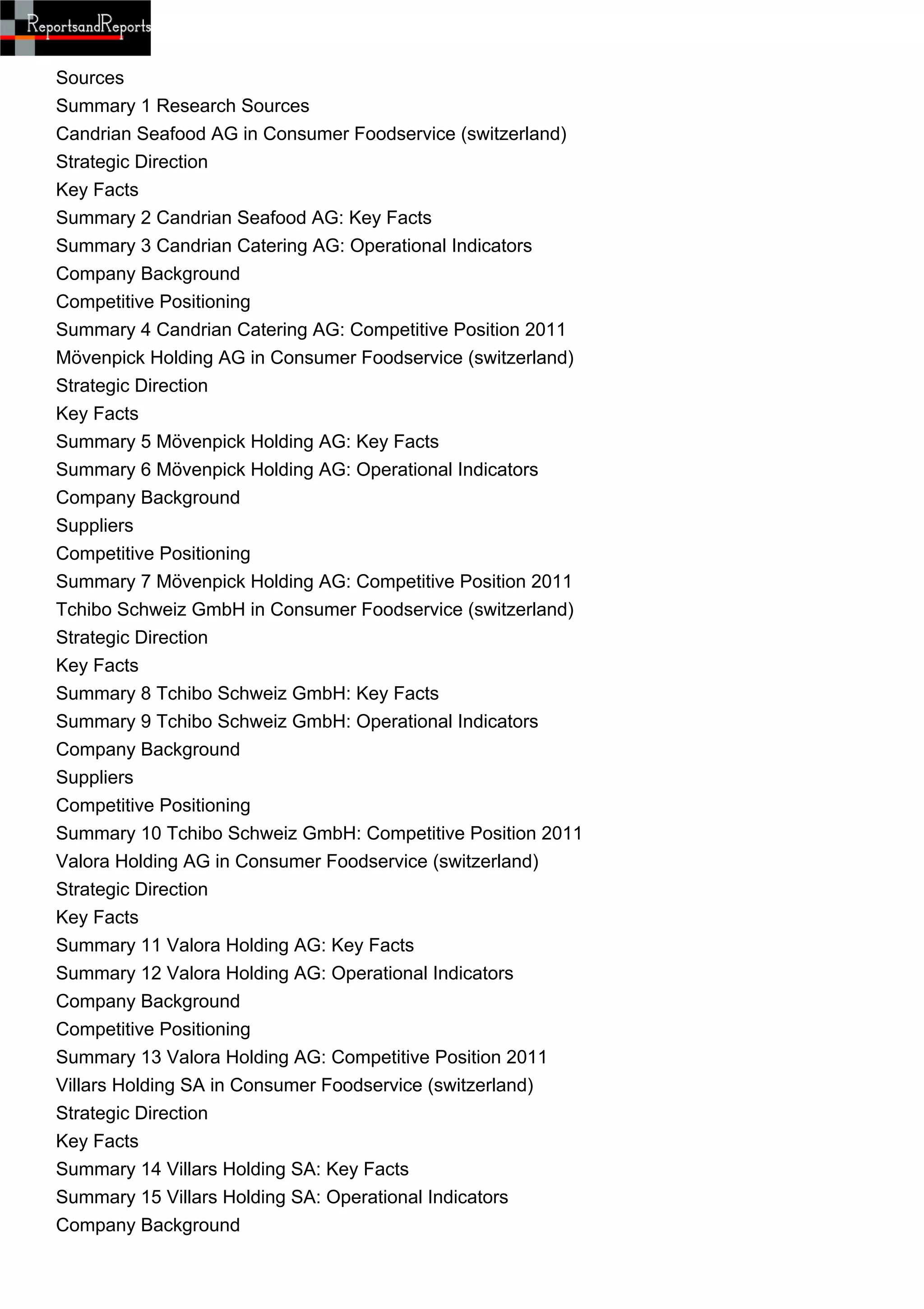 Consumer Foodservice in Switzerland | PDF