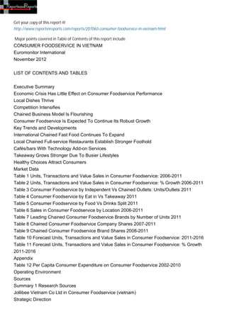 Consumer Foodservice in Vietnam | PDF