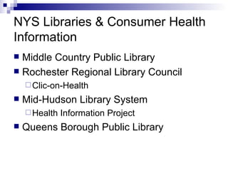 Consumer Health in Libraries | PPT
