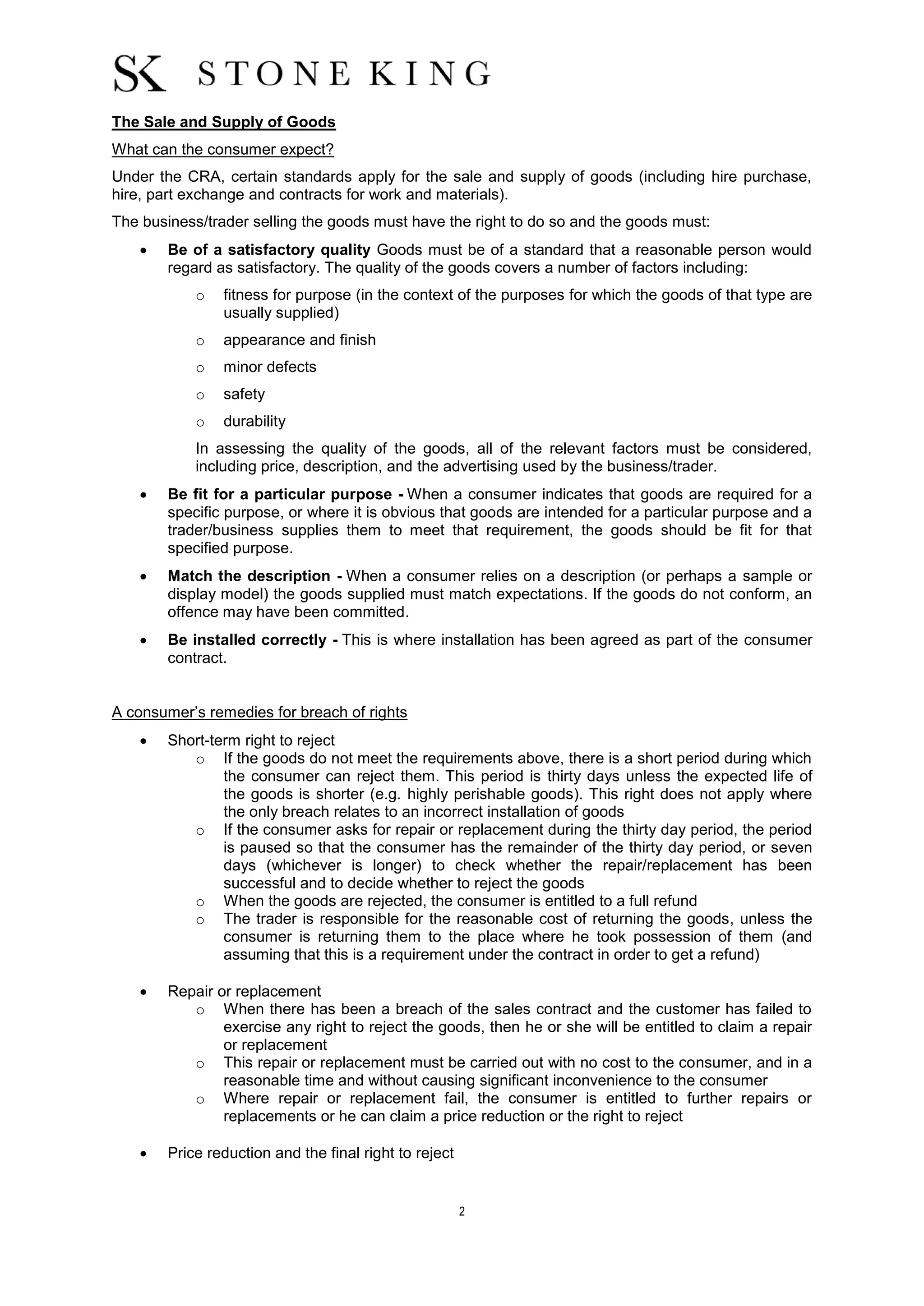 A Guide to the Consumer Rights Act 2015 | PDF | Consumer Issues | Business