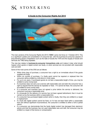 A Guide to the Consumer Rights Act 2015 | PDF | Consumer Issues | Business