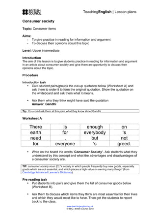Consumer society-lesson-plan 0 | PDF | Children\'s Games and Toys ...