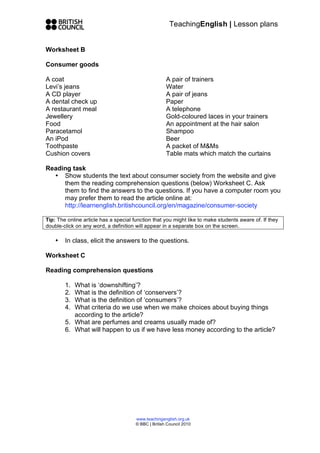 Consumer society-lesson-plan 0 | PDF | Children\'s Games and Toys ...