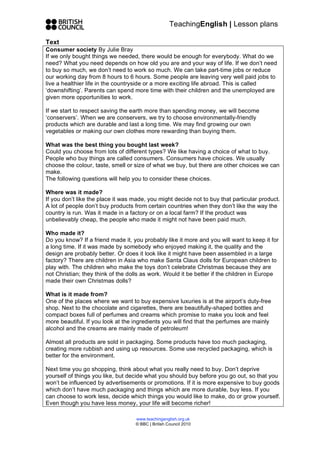 Consumer society-lesson-plan 0 | PDF | Children\'s Games and Toys ...