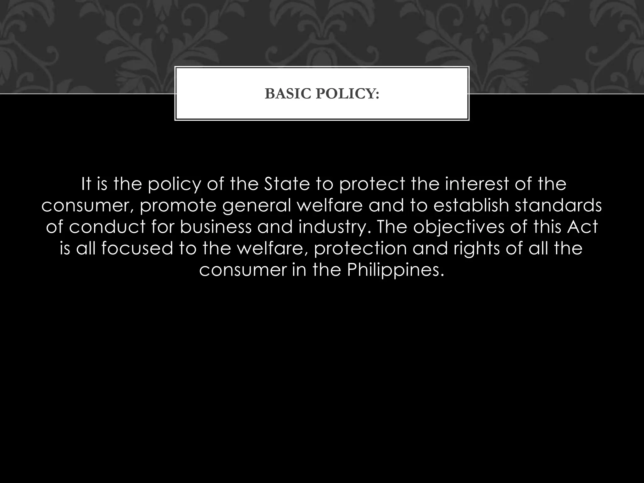 Consumer Act of the Philippines R.A 7394 | PPTX