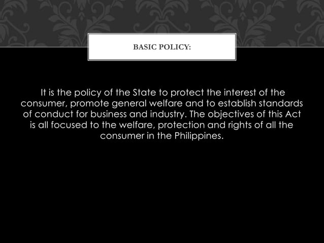 Consumer Act of the Philippines R.A 7394 | PPTX | Business | Business ...