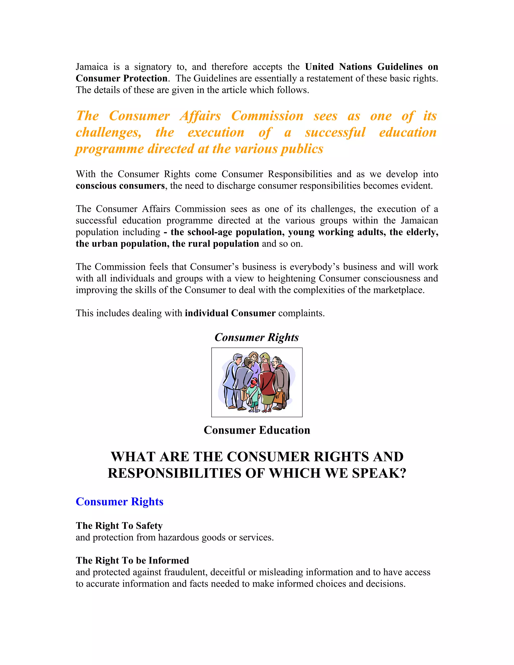 Consumer Alert Why Consumer Education | DOC