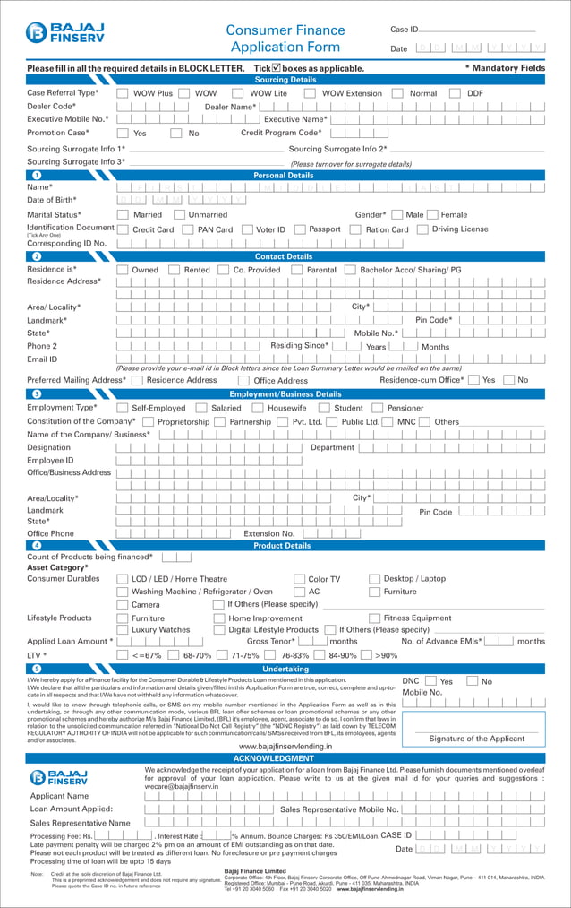 Consumer application form | PDF
