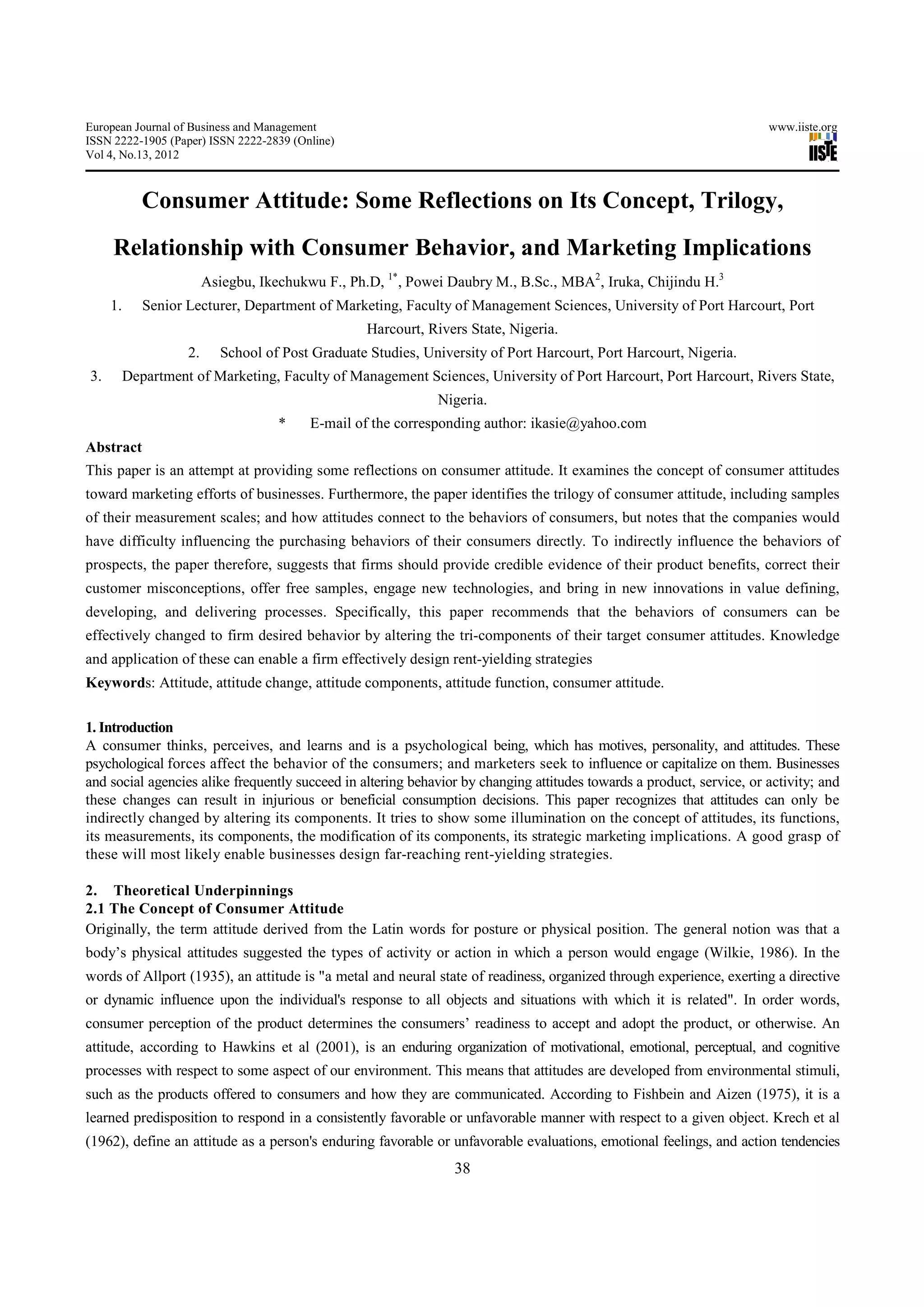 Consumer attitude | PDF