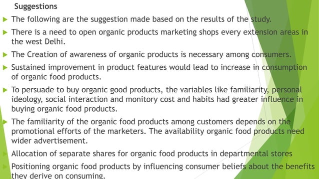 Consumer awareness on organic food products in west Delhi | PPT