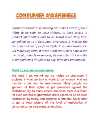 Consumer awerness | DOCX