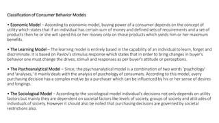 Models and Determinants of consumer behavior | PPT