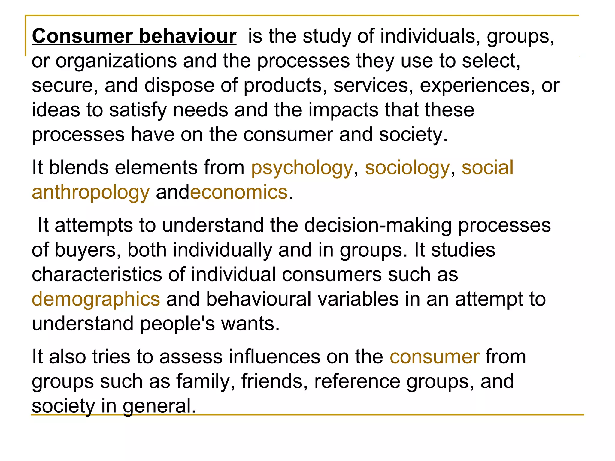 Consumer behavior and factors influencing consumer behavior | PPT