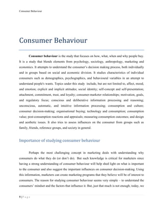 Consumer Behavior Project | DOCX