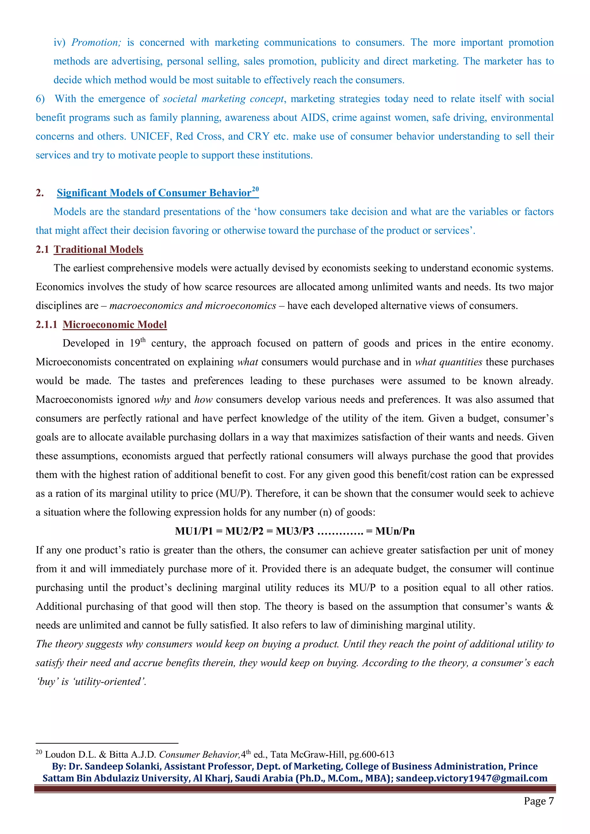 Consumer Behavior Models | PDF