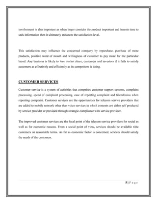 Consumer behavior of gsm users in telecom industry | DOCX