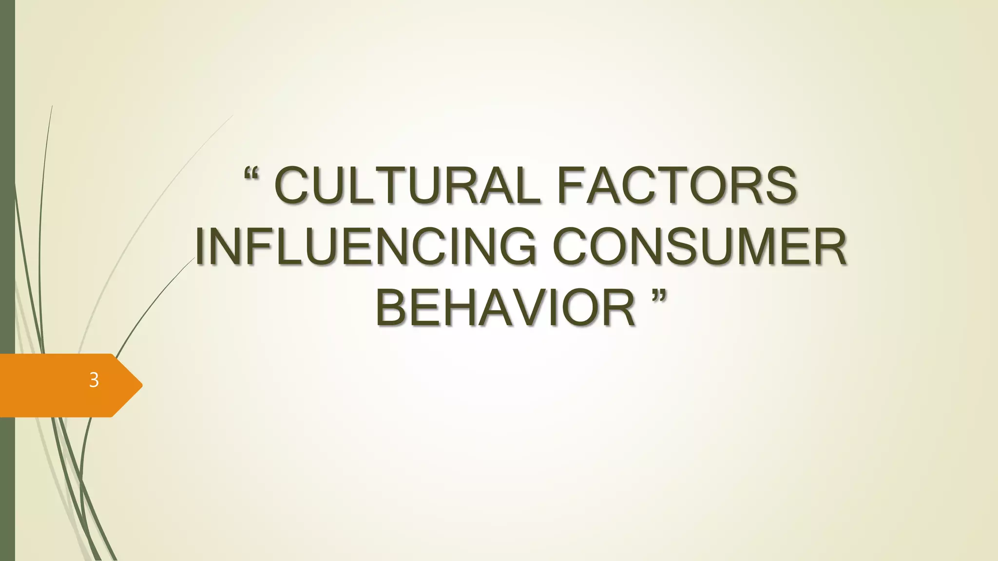 CULTURAL FACTORS INFLUENCING CONSUMER BEHAVIOR ppt | PPTX