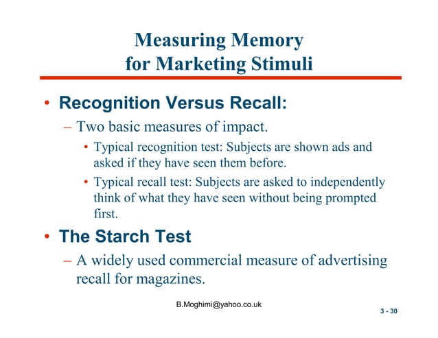 Consumer Behavior chapter 03 Learning and Memory theories Moghimi | PDF