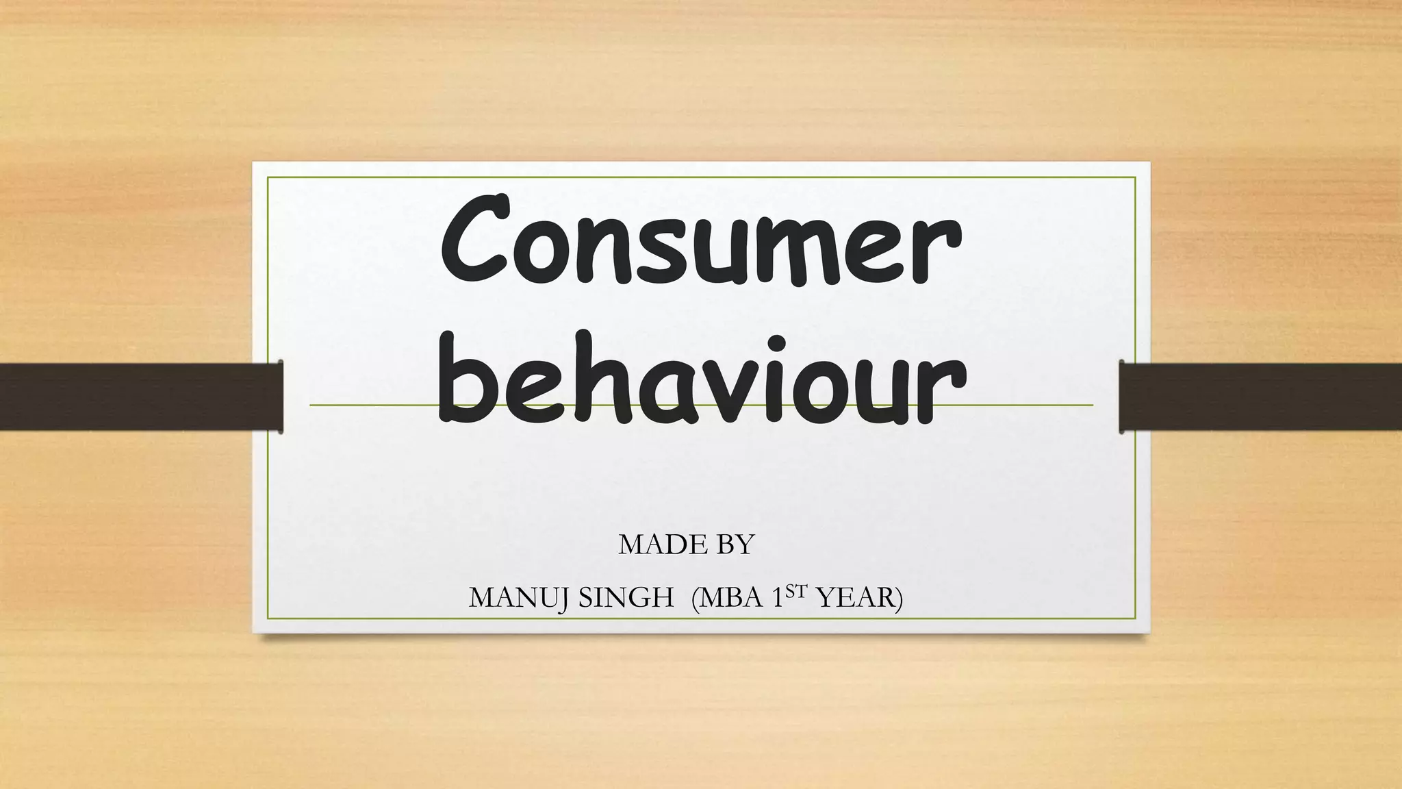 Consumer behaviour (personality segment market) | PPTX