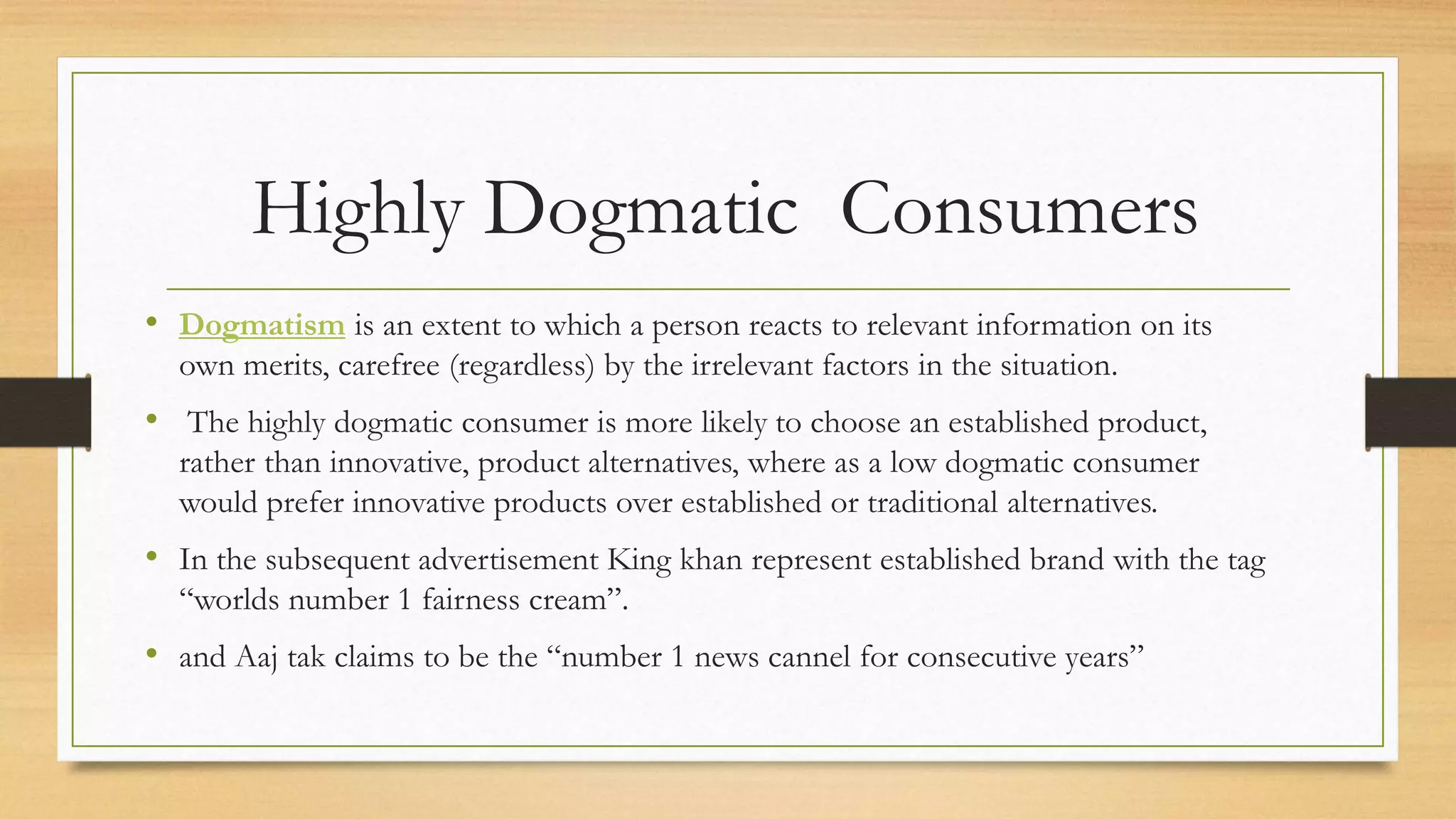 Consumer behaviour (personality segment market) | PPTX