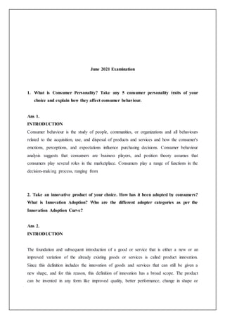 Consumer behaviour | DOC