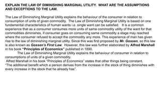 Utility and its Types. Law of DMU with Assumptions | PPTX