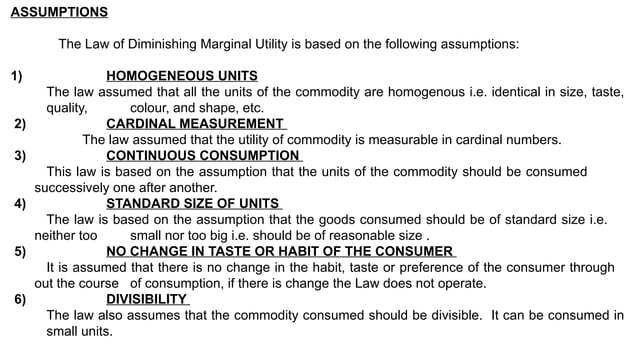 Utility and its Types. Law of DMU with Assumptions | PPTX