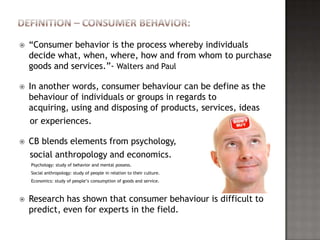 Consumer behaviour internal factors | PPTX