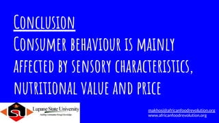 Consumer behaviour and food trends | PDF