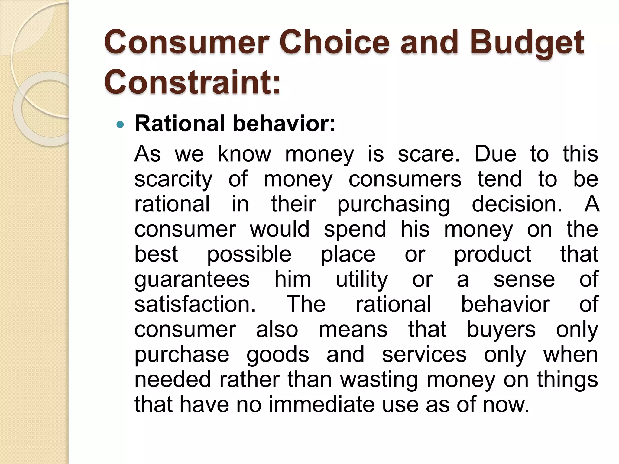 Consumer behaviour and utility analysis | PPTX